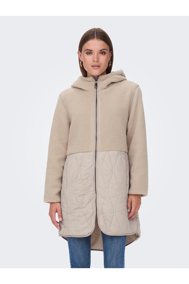 Geaca Dama Only Tinka Teddy Quilt Hood Tannin