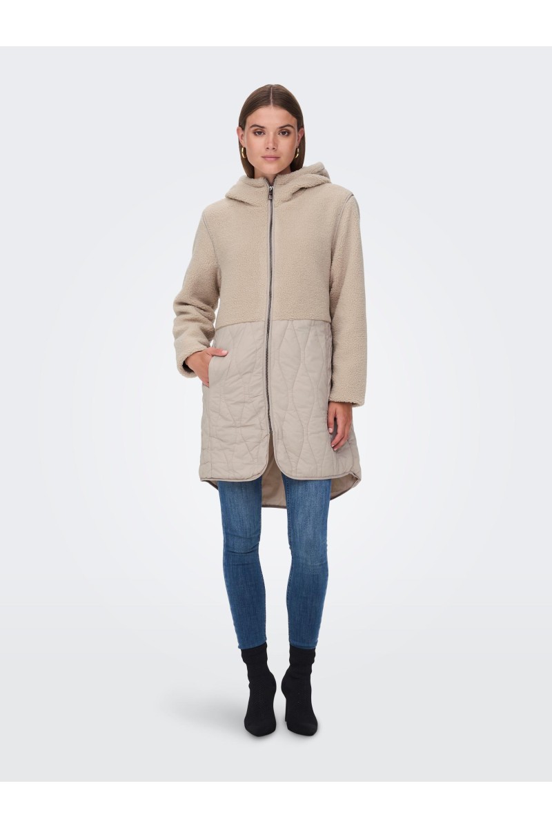 Geaca Dama Only Tinka Teddy Quilt Hood Tannin